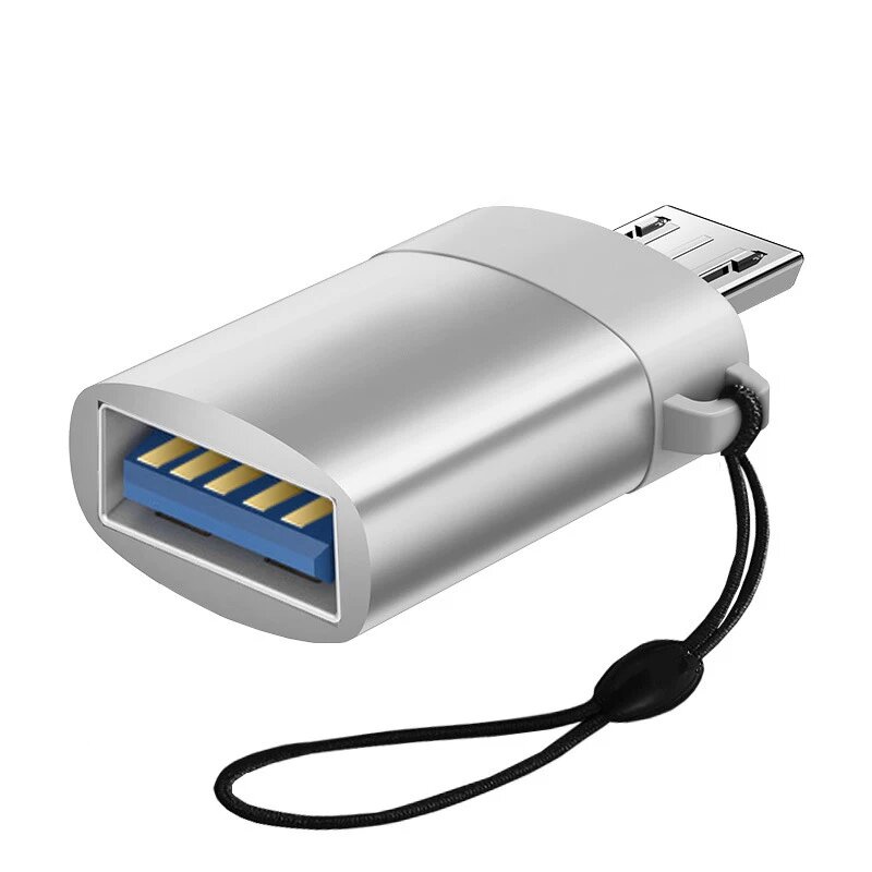 OTG-адаптер для устройств Android, серебристый, USB 3.0, подключение флешки, мыши, клавиатуры