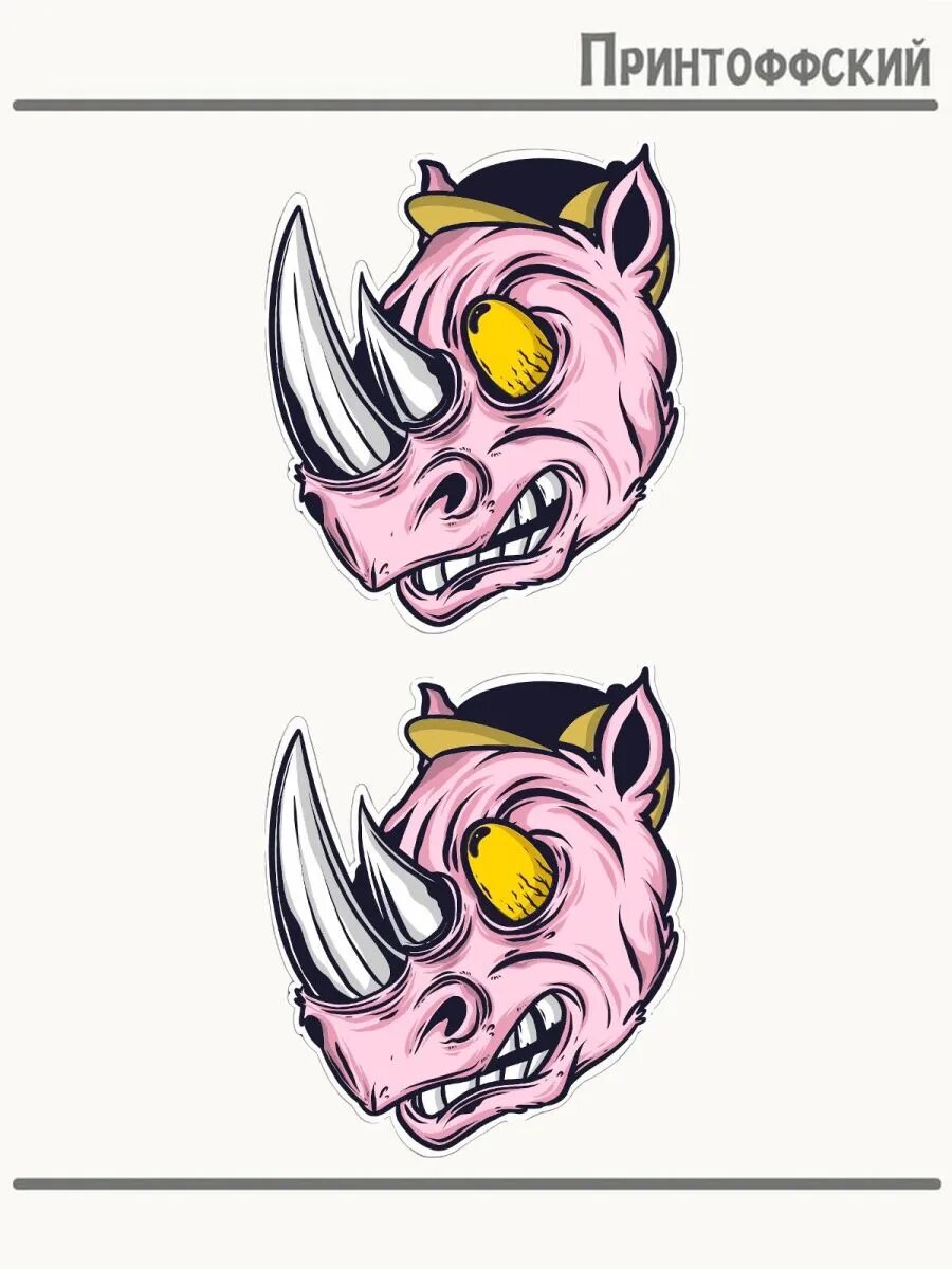 2-е (Две) Термонаклейки носорог
