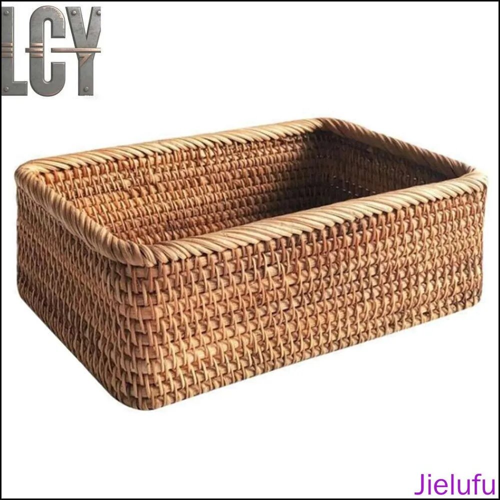 Корзина для хранения камыш, прямоугольная, длина 20 см, ширина 14 см