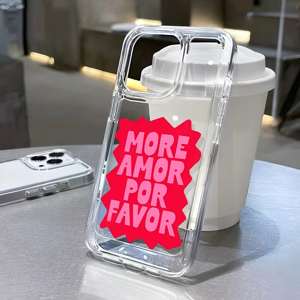 Красочный чехол More Amor Por Favor для iPhone 16, 15, 14, 13, 12, 11 WQXM109, For iphone 17 ProMax