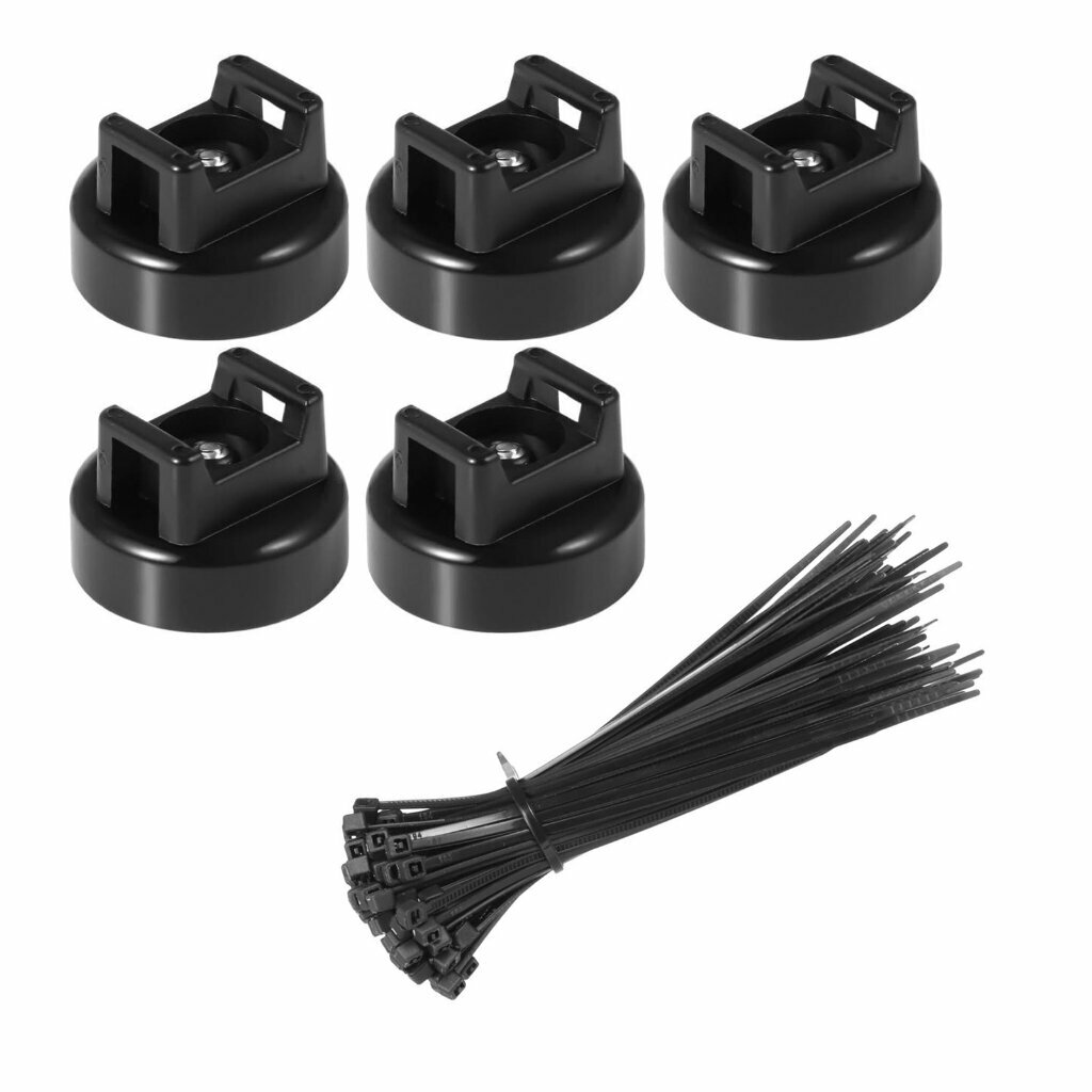 Магнитное Крепление для Кабельной стяжки С Основанием 22 мм и Черной Кабельной Стяжкой 10шт для надежной организации Проводов