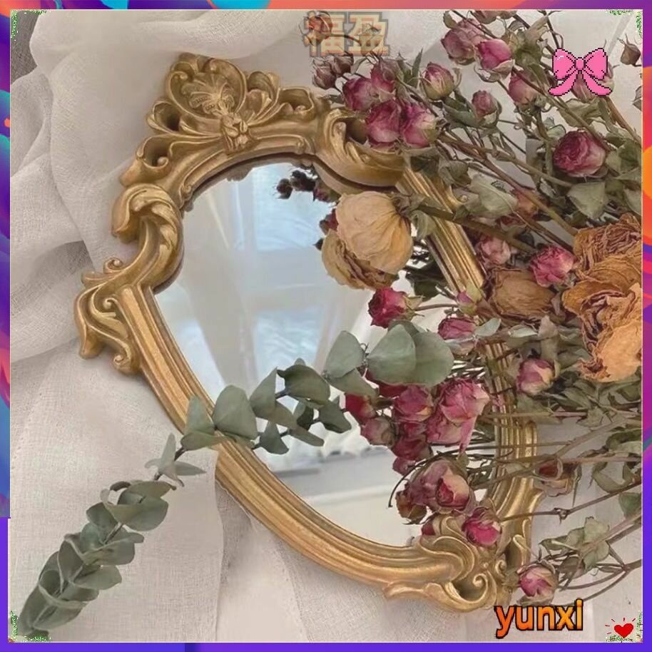 Эксклюзивное настенное зеркало с позолотой и резьбой, французский винтаж, размер 44х31 см