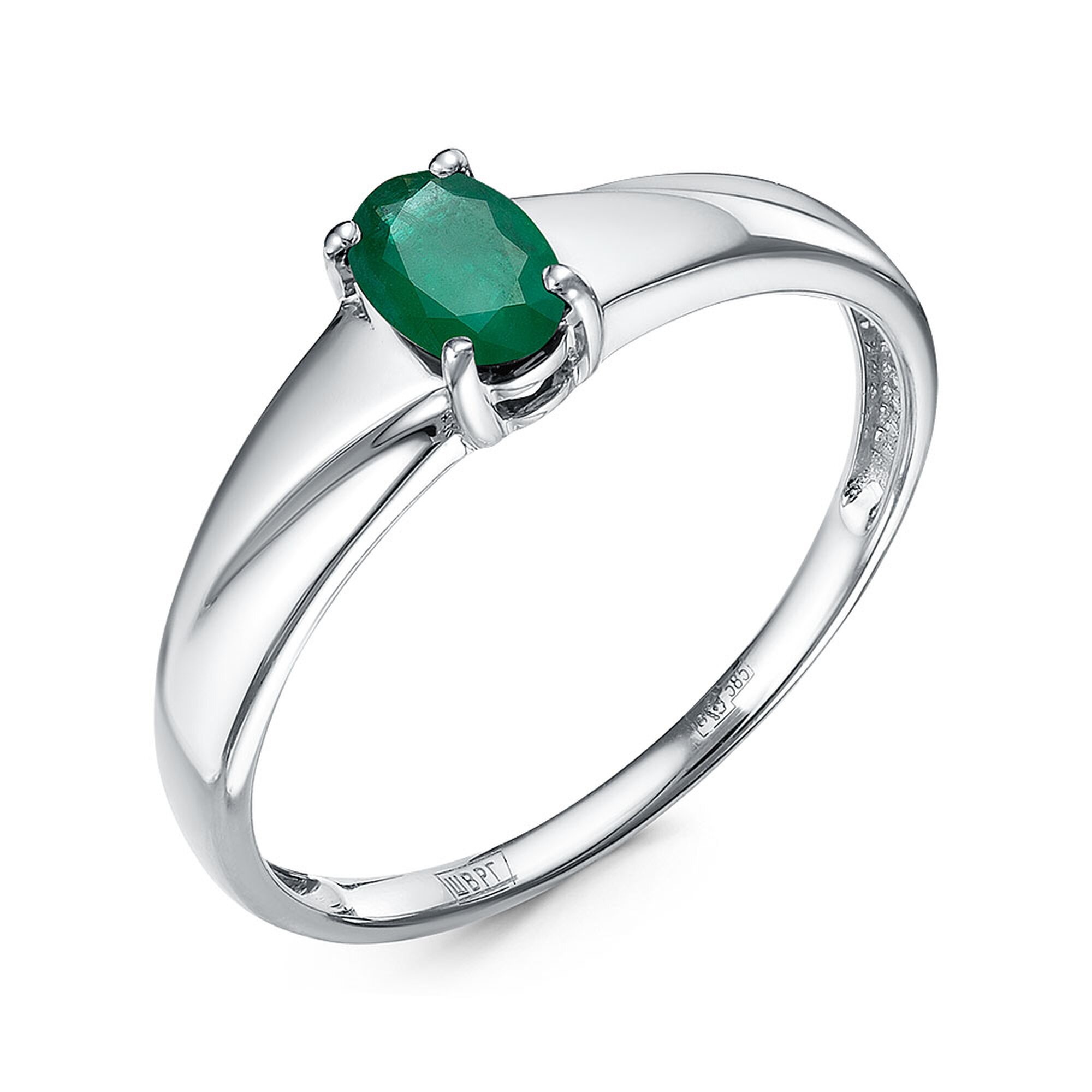 Кольцо, белое золото, 585 проба, изумруд