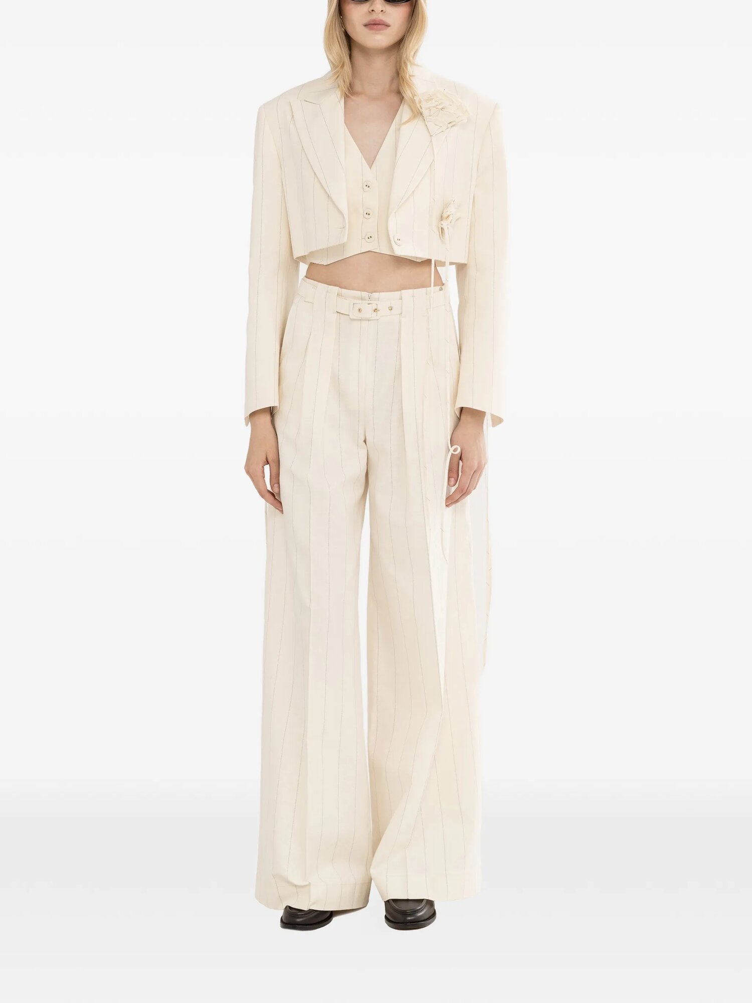 Брюки Belted striped trousers