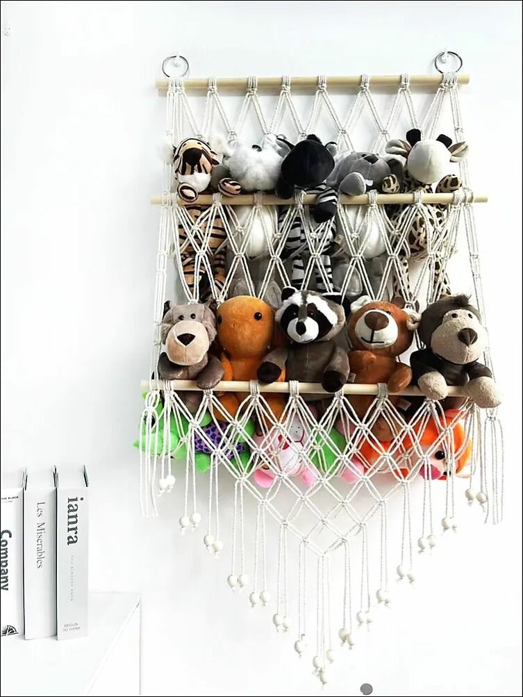 Подвесной гамак для хранения мягких игрушек и головных уборов из хлопка