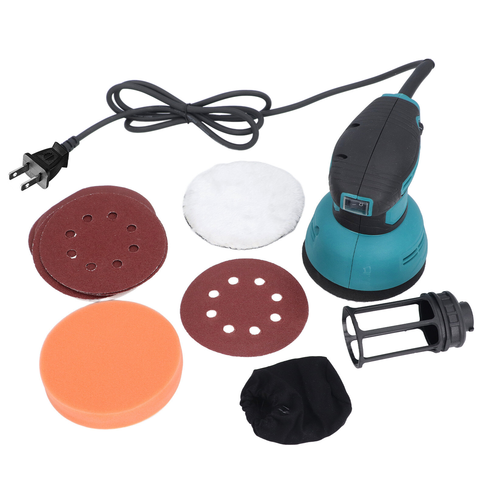 5-дюймовая орбитальная шлифовальная машина с 16 наждачными бумагами, 6 регулируемыми скоростями, электрический эксцентрик для шлифовки и полировки дерева и металла, вилка США, 110 В.