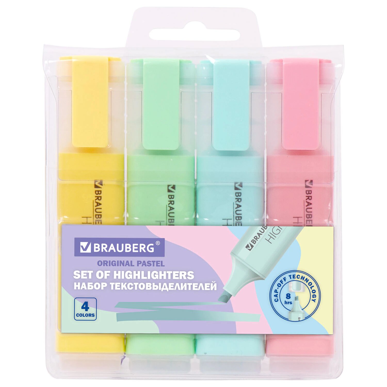 Упаковка 4 шт. Набор текстовыделителей 4 цвета, BRAUBERG "ORIGINAL PASTEL", линия письма 1-5 мм, 151697