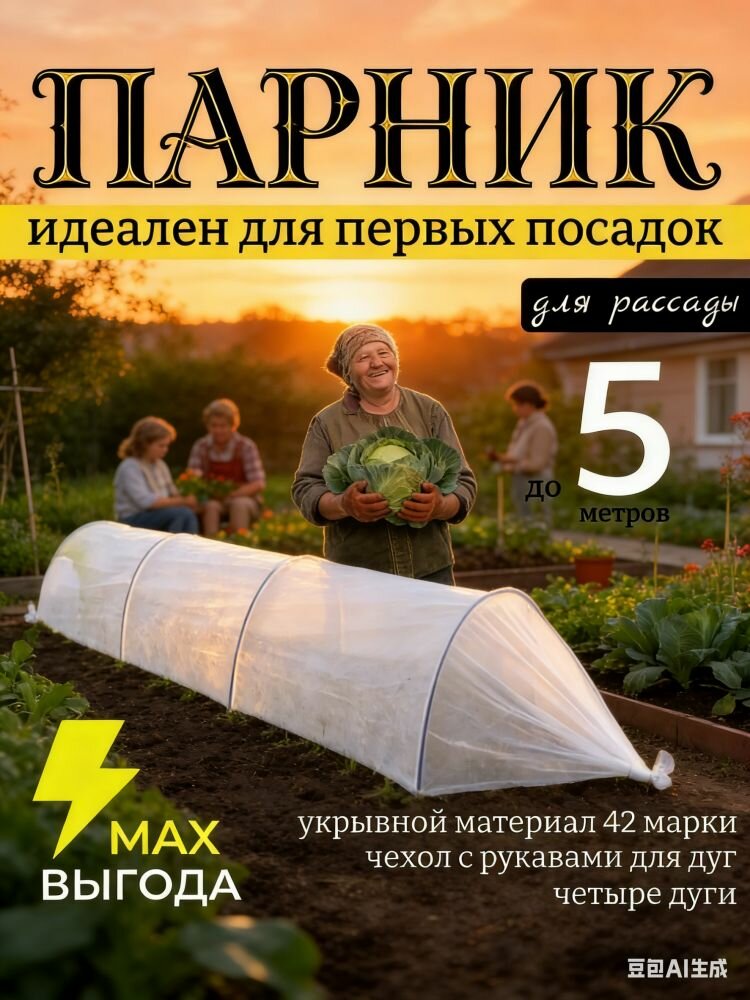 Парник, теплица арочная с дугами8 5.07х2.07х1м, Спанбонд