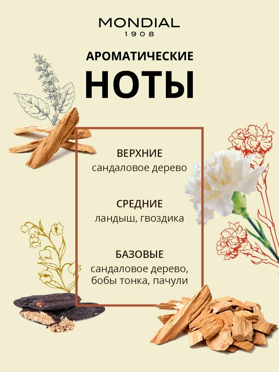 Крем для бритья Mondial "SANDALO" с ароматом сандалового дерева, рефил, 125 мл — фото 1