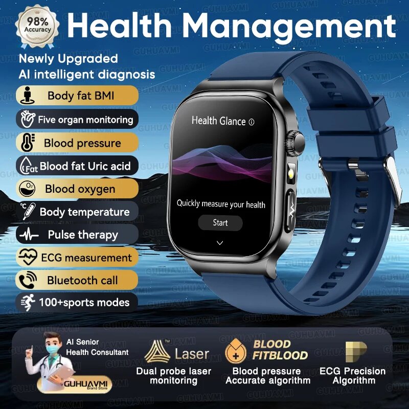 Синий Smart Watch 2026 ECG+PPG