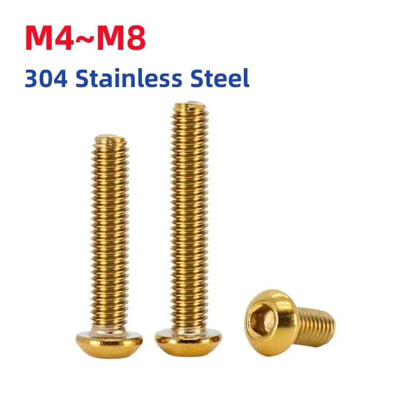 Золотые болты М4 М5 М6 М8 из нержавеющей стали 304 M6x20mm-2pcs
