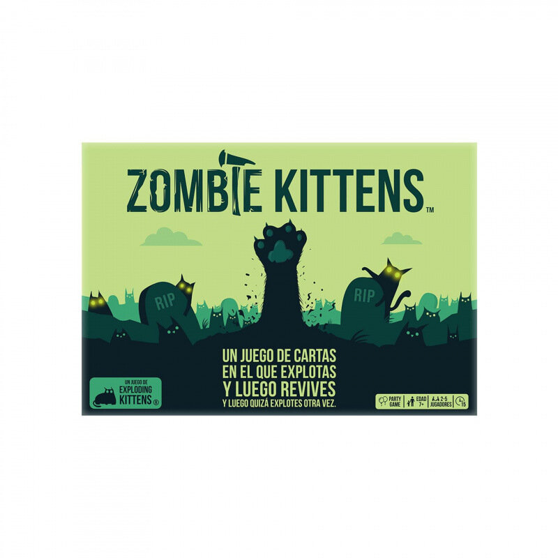 Игра Exploding Kittens испанский вариант карточная с темой зомби-кошек, 54 карты, набор для вечеринки