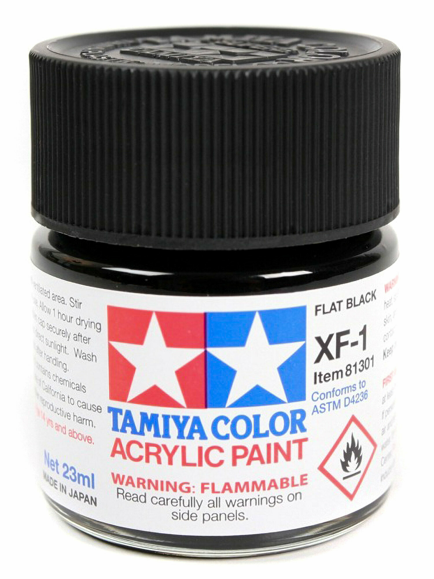 Краска акриловая Tamiya Color XF-1 Black 81301 черная матовая, 23 мл