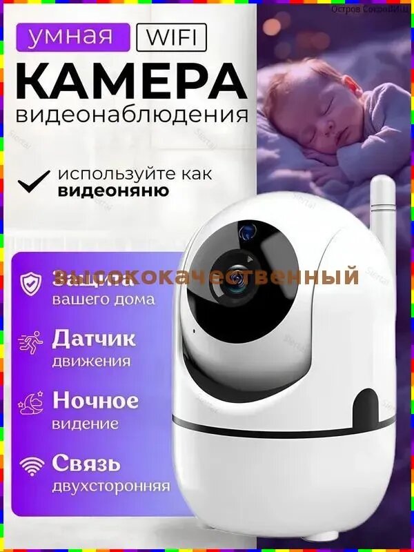Беспроводная видеоняня с Full HD-видео, поворотной камерой на 360 , ночным видением и Wi-Fi-подключением