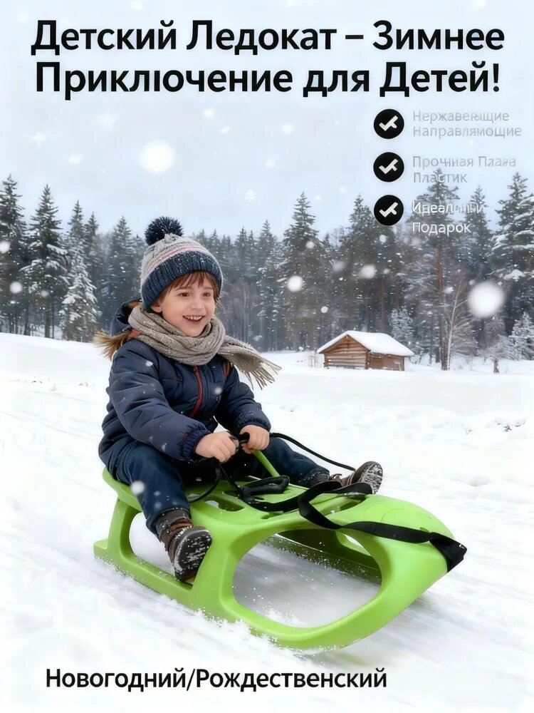 Снегокат детский, длина 90 см, ширина 47 см, для детей, для зимних прогулок