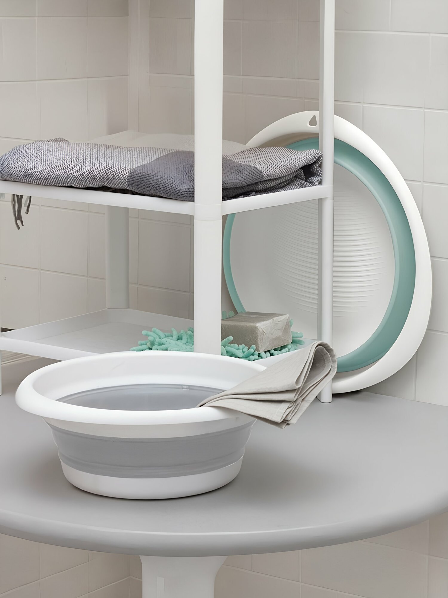 Таз пластик, 10 л, круглый, складной, Флекс, смоки, Idea, М 2502