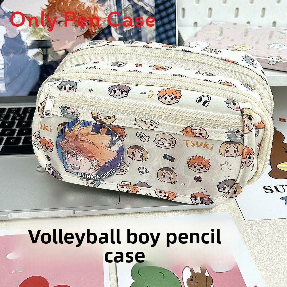 Маленький красный книжка мультяшный стиль тканевый пенал на молнии большой объем двойная молния для студентов стиль k