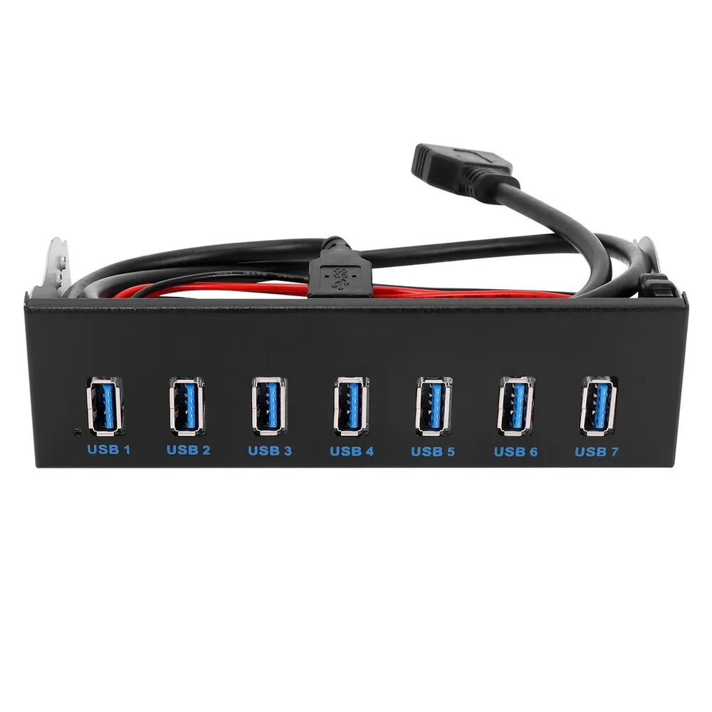 7-портовый USB 3.0 концентратор 5 Гбит/с 5,25-дюймовый отсек для CD-ROM привода CD-ROM передняя панель для корпуса компьютера + USB 19-контактный разъем на Type-A мужской кабель Dual Chip PCI-E 1X 16X