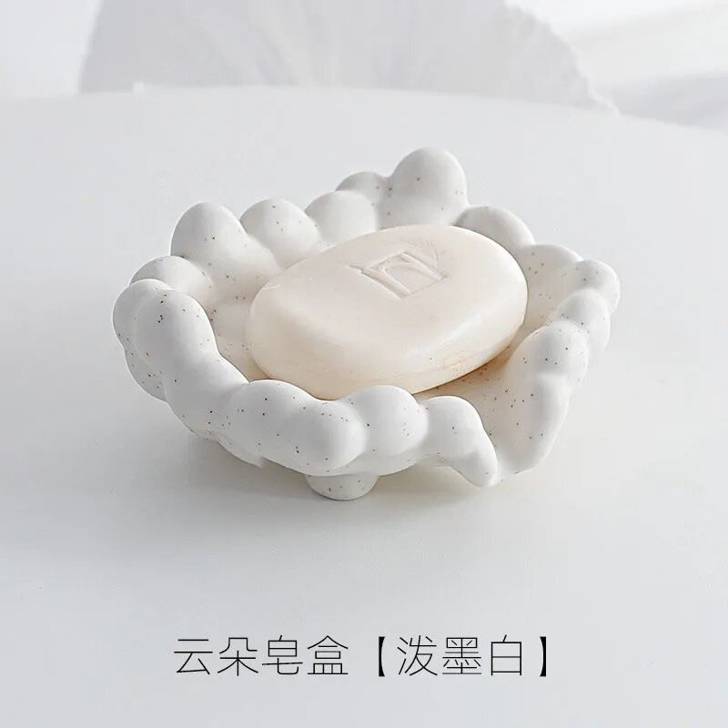 Мыльница керамика для ванной со сливом, мыльница на раковину для кухни, держатель для мыла，Черно-белое.