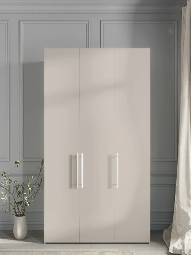 Desiato 120x60x250 см. Шкаф для одежды распашной, 3-дверный, Кашемир, Ручка рейлинг 320 мм