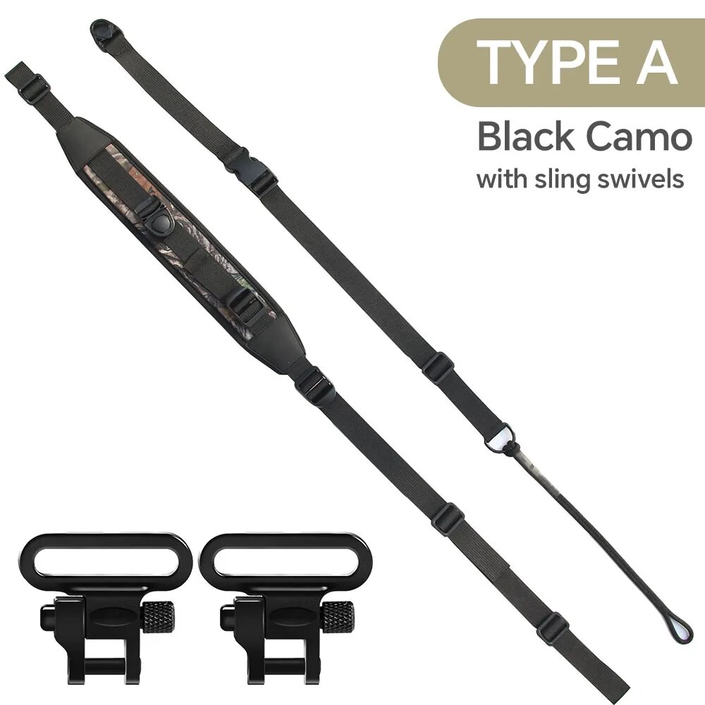 Ремень для ружья Type A (Black Camo) с поворотниками