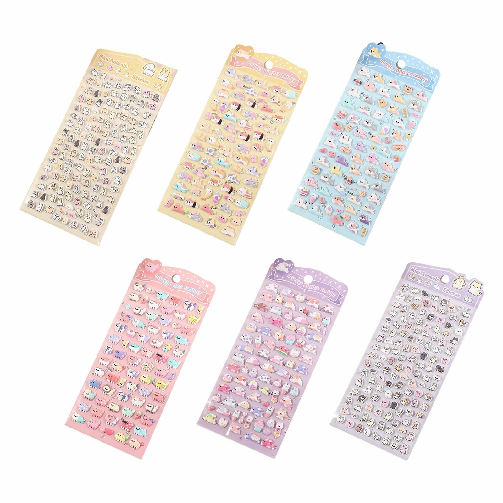 (1 шт.) Набор объемных 3D наклеек из пеноматериала, для скрапбукинга 6 цветов (по 1 листу каждого)