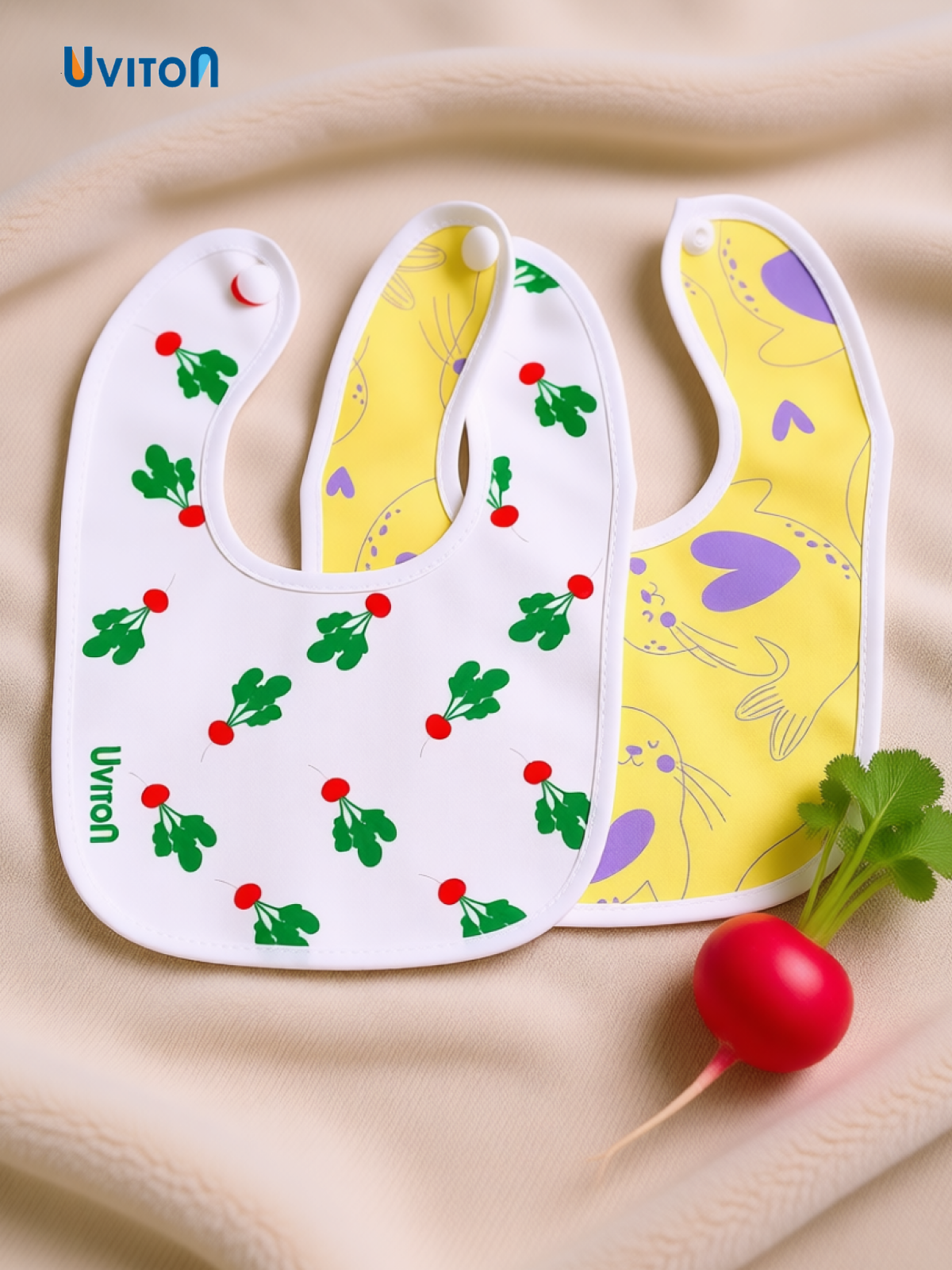 Нагрудник для кормления непромокаемый/Слюнявчик на кнопке 2 шт/6 мес+.