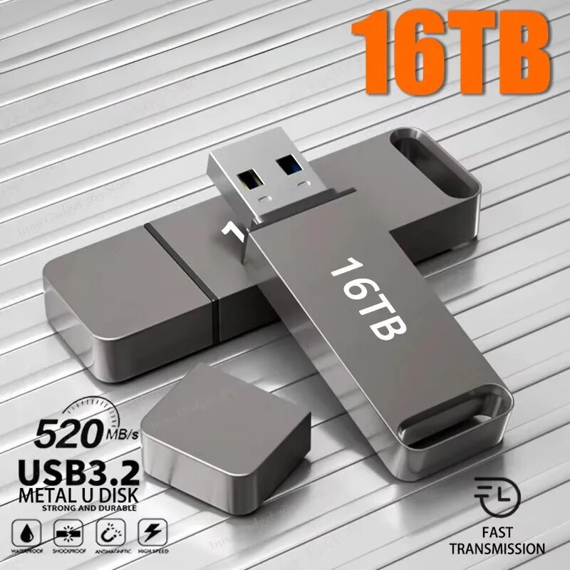 Флэш-накопитель USB 3.2 Red 4TB Флэш-память USB флешка металлический корпус водонепроницаемый