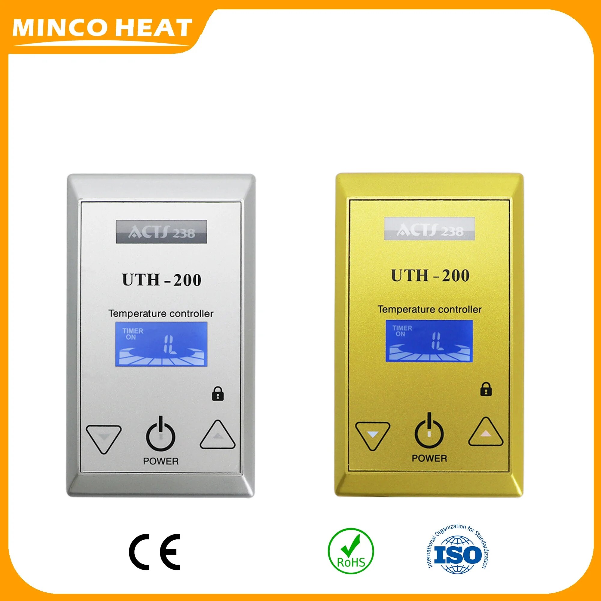 Терморегулятор Minco Heat UTH200, для теплого пола, с сенсорной кнопкой, белый