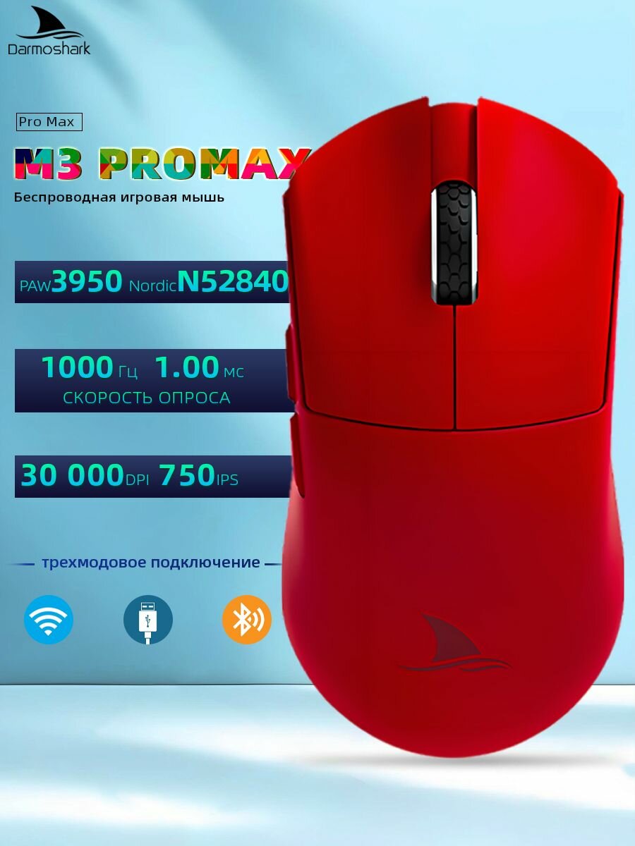 Компьютерная мышь Darmoshark M3 Promax, беспроводная, 3 режима работы, 2,4 ГГц, эргономичная