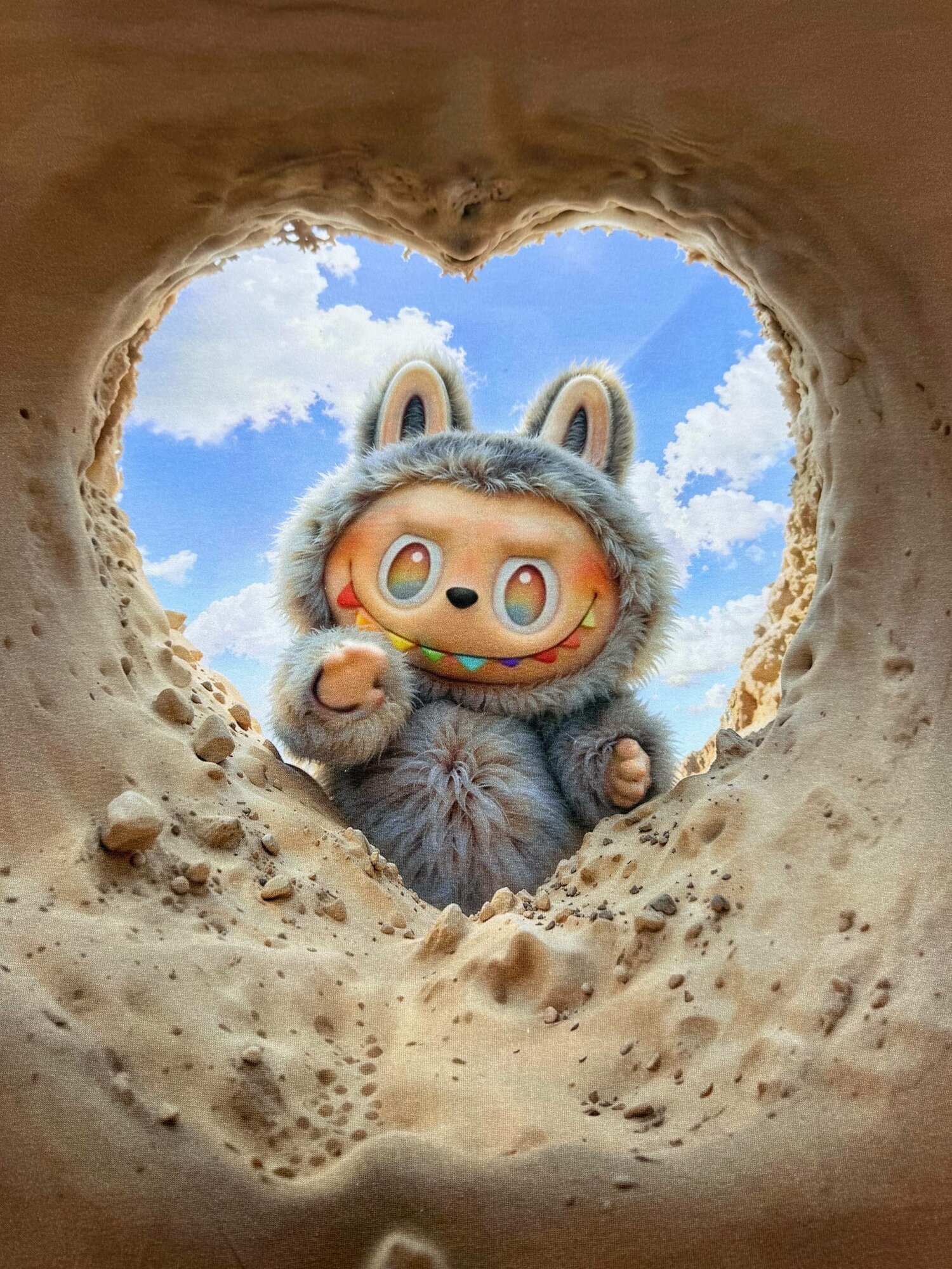 Ткань Футер 2-х нитка с диджитальным принтом Лабубу 60х75 / передняя полочка