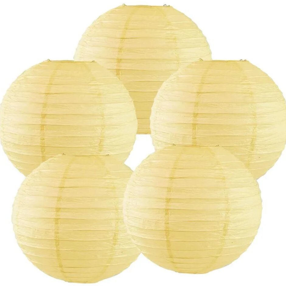 Бумажные фонарики Wusmart 6 дюймов 5 шт. Желтый, Light yellow