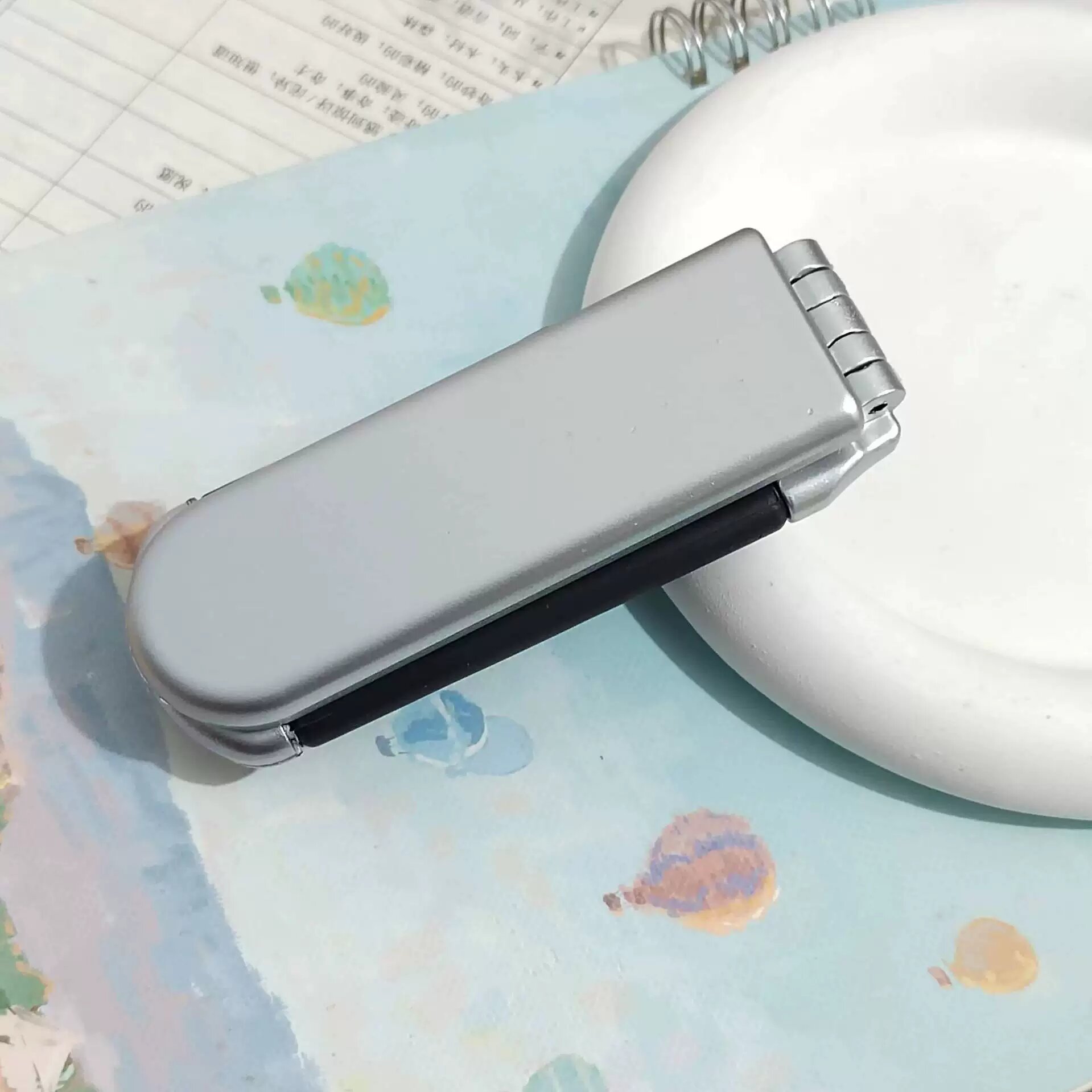 Набор складной расчески и зеркала с серебряным оттенком, воздушная подушка для женщин