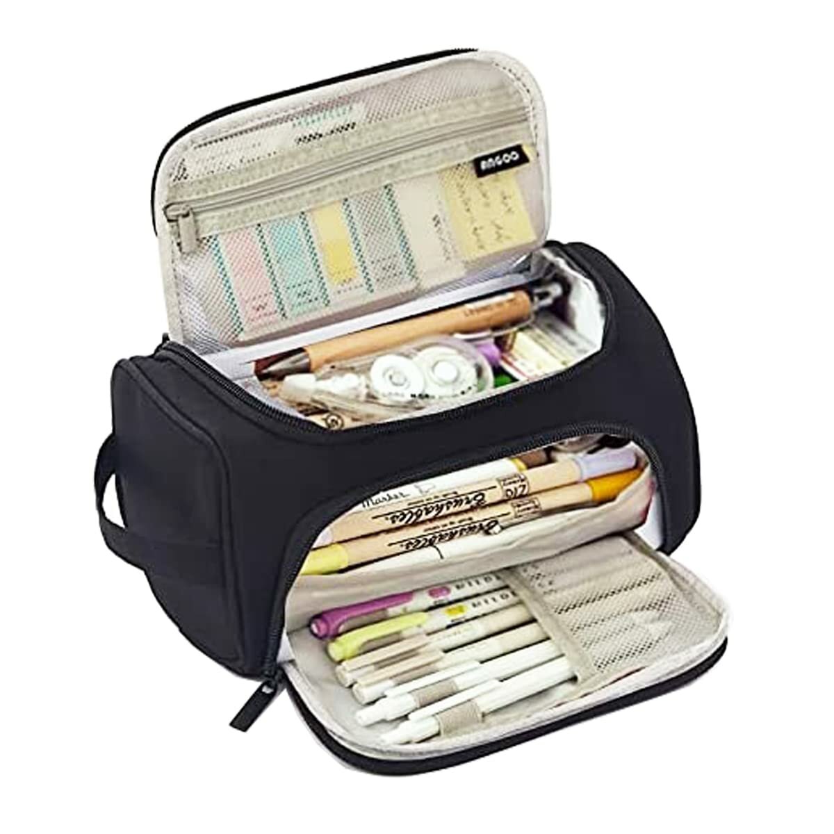 Bolsa de lápices de gran capacidad, 6-slot, almacenamiento para 80-100 lápices/lápices de maquillaje, tamaño 19 x 12 x 12 cm, poliéster, organizador de papelería, bolsa de marcadores, para adultos, oficina, negocios, verano, vacaciones