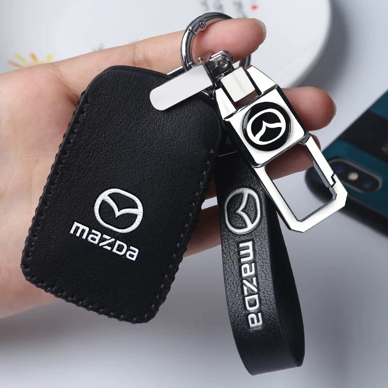 Ключевой браслет для Mazda 3, боковой кнопочный, черная кожа с логотипом, подходит для Axela CX4 CX5 CX30 Atenza