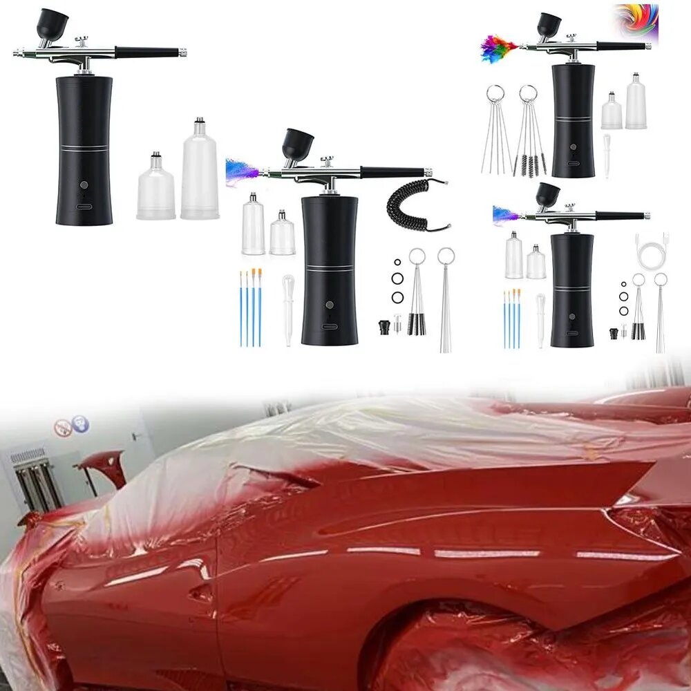 Портативный Набор Аэрографов с Компрессором Переменного Давления для автоматической Покраски