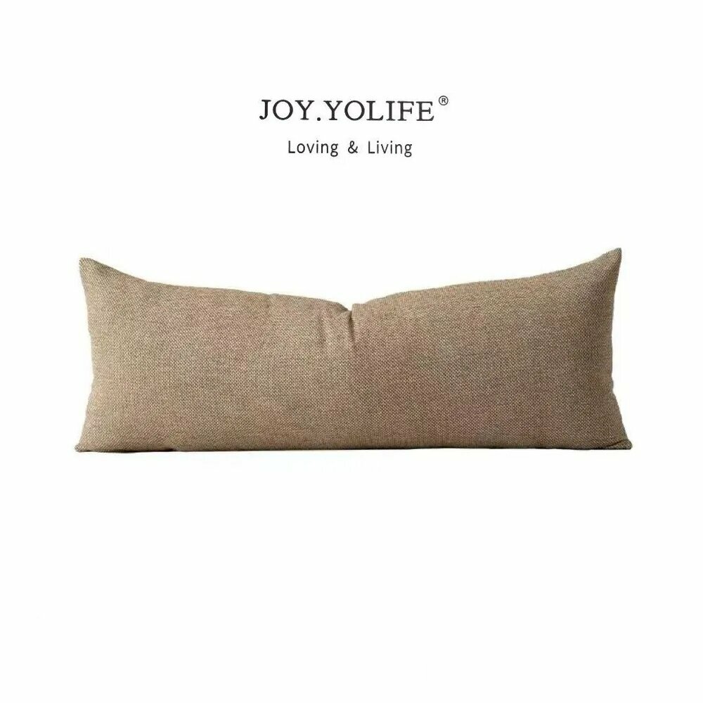 Подушка декоративная 35х90 см прямоугольная в комплекте с наволочкой Joy.Yolife Коричневая, для поясницы, дивана, кресла, садовой мебели