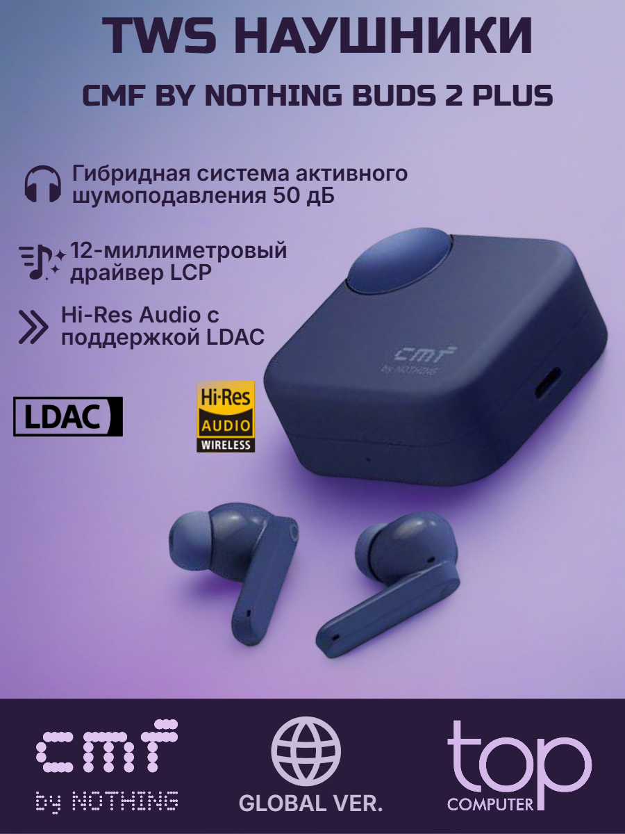 Беспроводные наушники CMF by Nothing Buds 2 Plus, Синий (B184) версия Global 12 мес. гарантия
