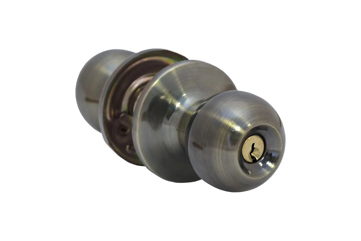 Дверная защелка SCHLOSS 42014 KL-01 бронзовая с ручкой шар и ключом фиксатором для межкомнатных дверей толщиной 35–50 мм