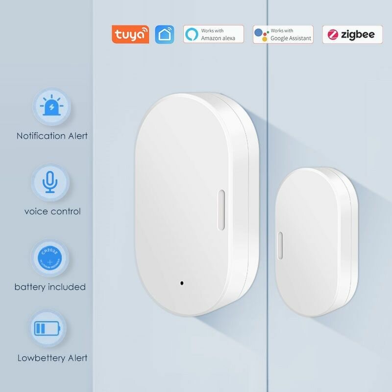 Умный датчик открытия дверей и окон Zigbee, Яндекс Алисой, Google Assistant, Tuya Smart, 1 шт