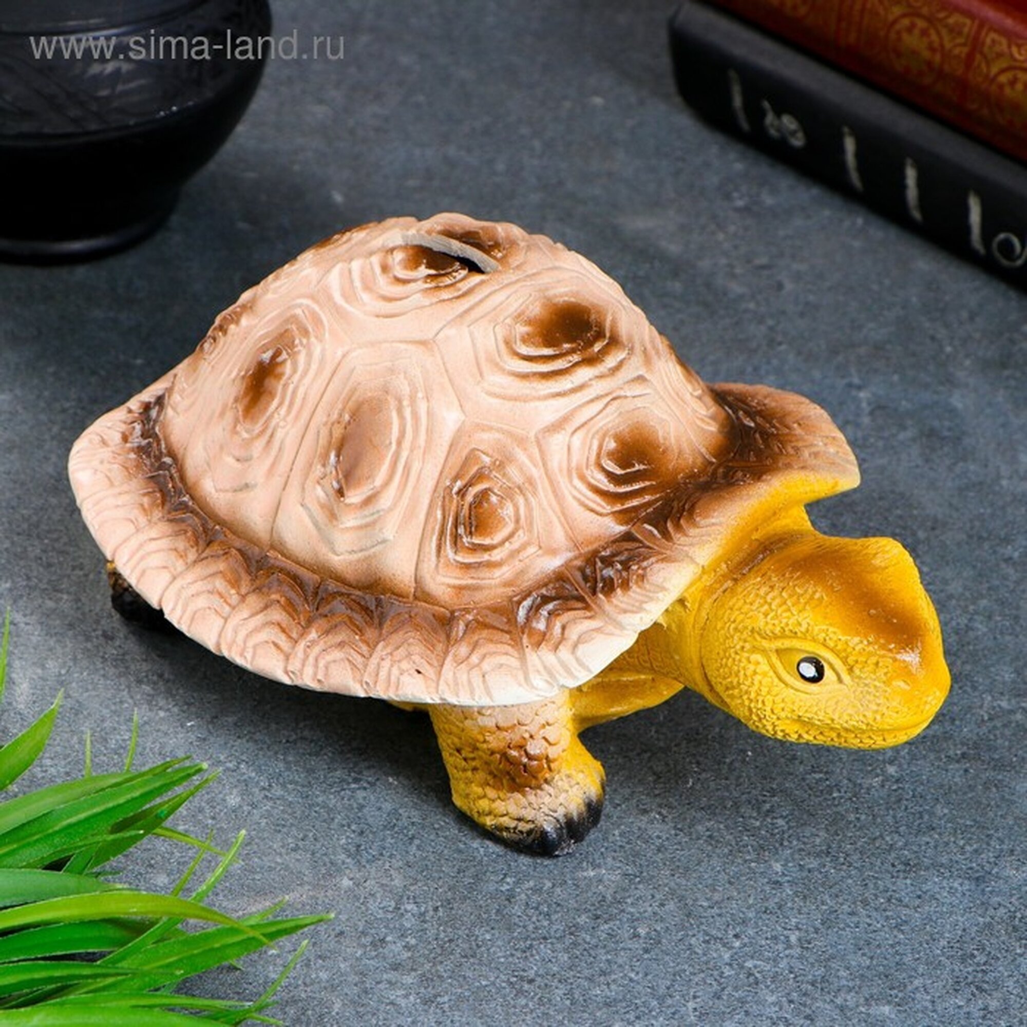 Копилка Хорошие сувениры «Черепаха», гипс, коричнево-зеленая, 21 см x 14,5 см x 9 см