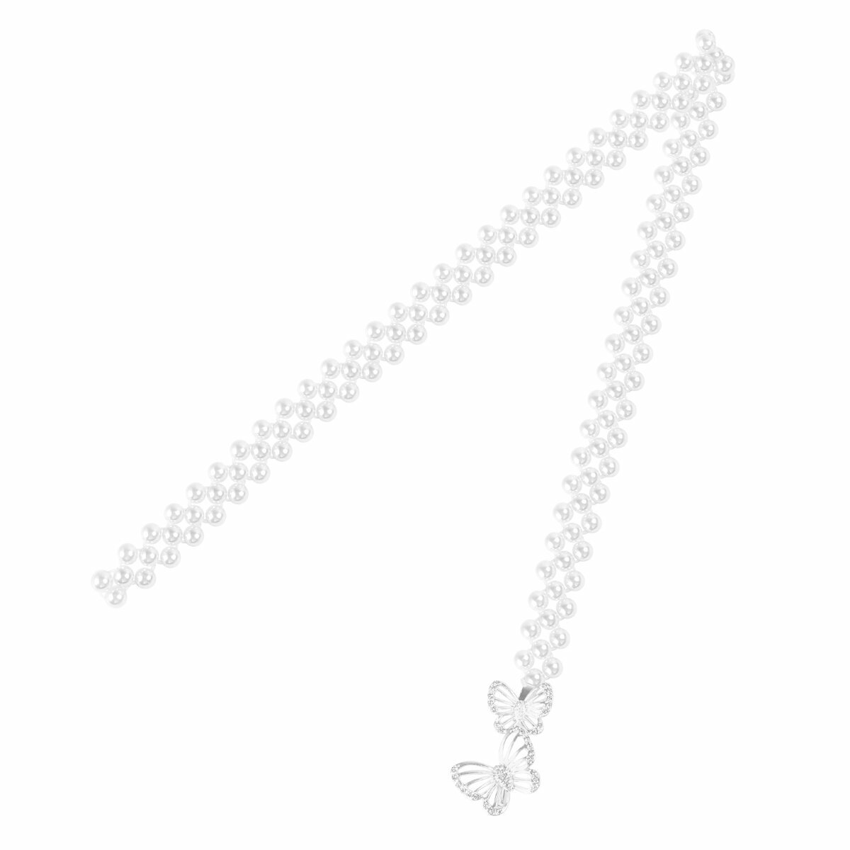 Универсальный и стильный пояс-цепочка с жемчугом и стразами в виде цветка для украшения платья (ажурная бабочка).