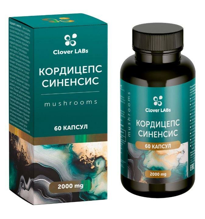 Пищевая добавка Clover LABs кордицепс синенсис экстракт 60 капс 0654