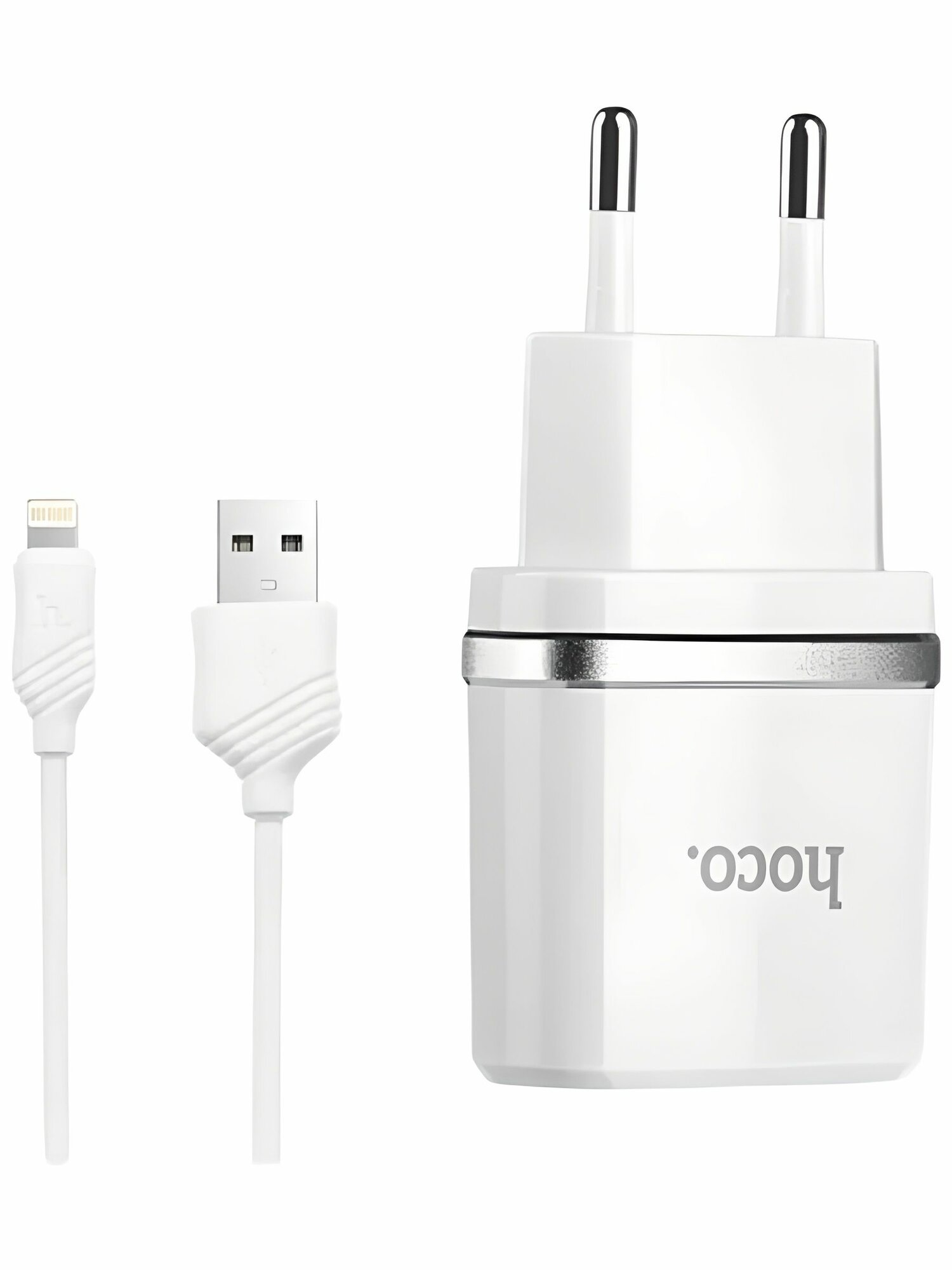 Сетевой адаптер HOCO C11+кабель iPhone, белый