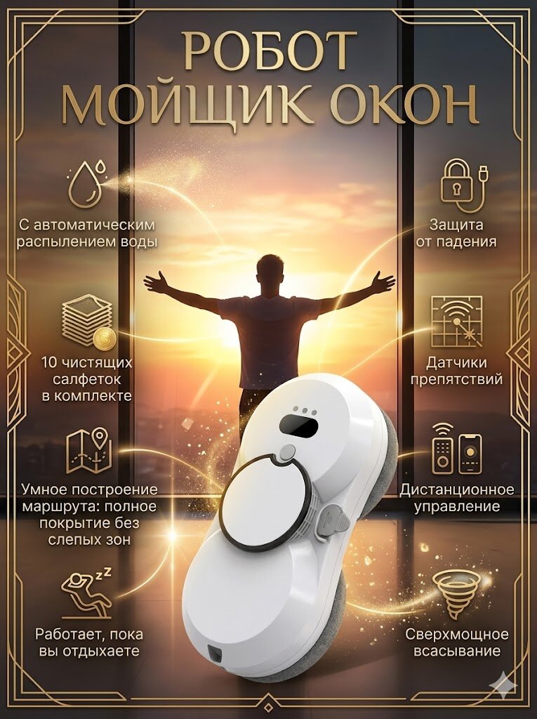 Робот мойщик окон с распылением; Робот мойщик окон мощный, стеклоочиститель для окон и стекол техника для дома я