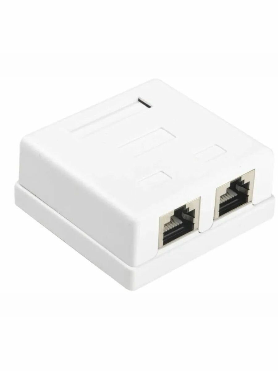 Розетка Hyperline SB2-2-8P8C-C5e-WH, компьютерная, двойная, белая