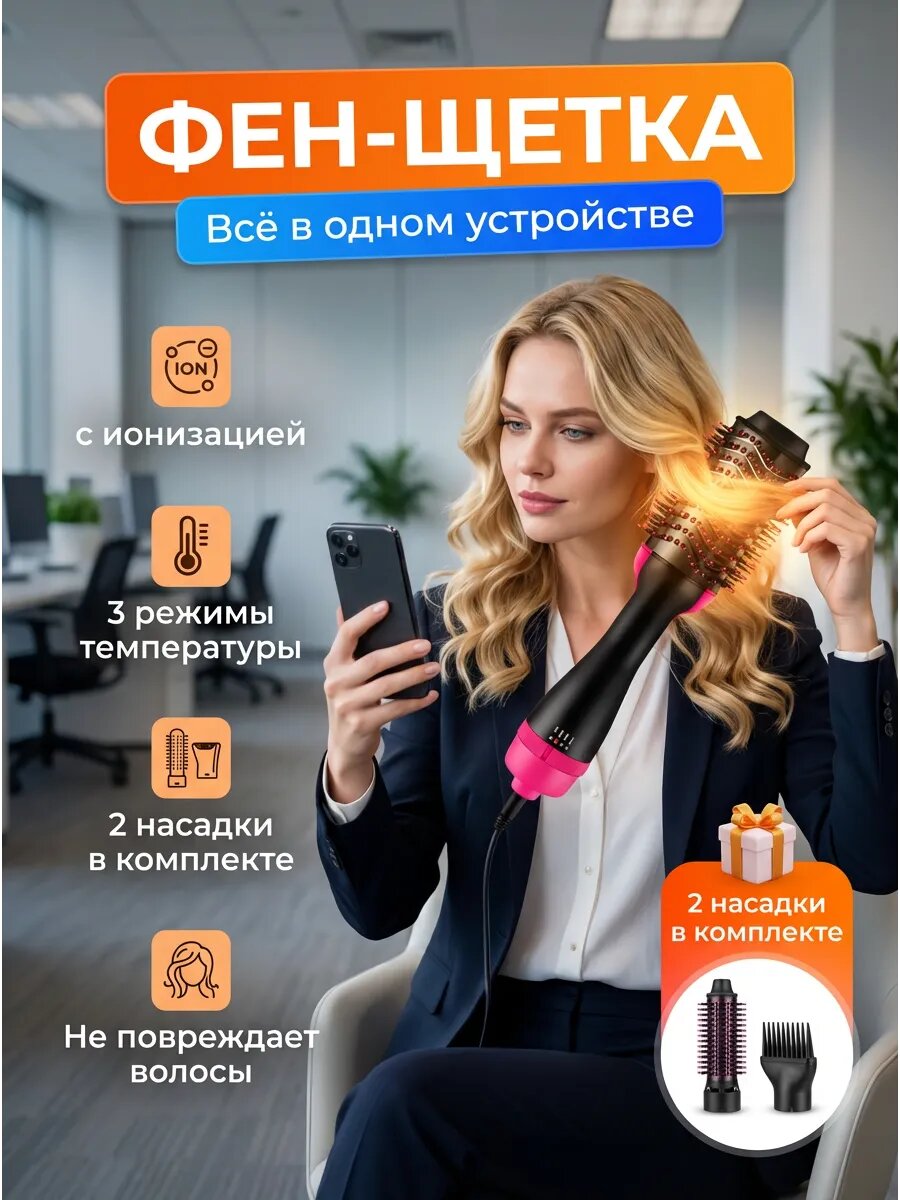 Вращательная мультифункциональная фен-расческа