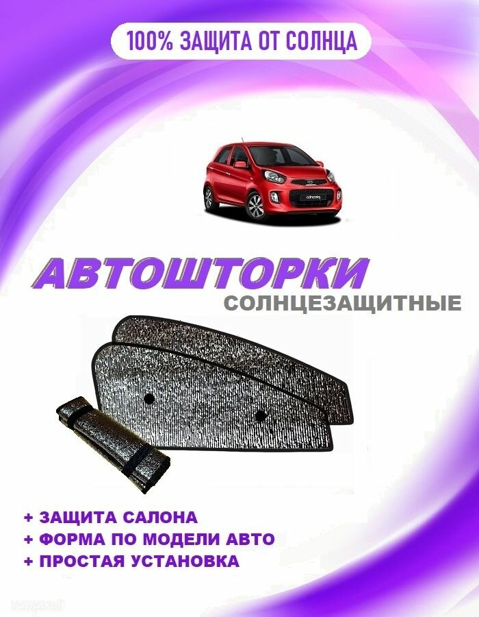 Автошторки на Kia Picanto 2 restyle (2015-2017) хэтч 5-дверный