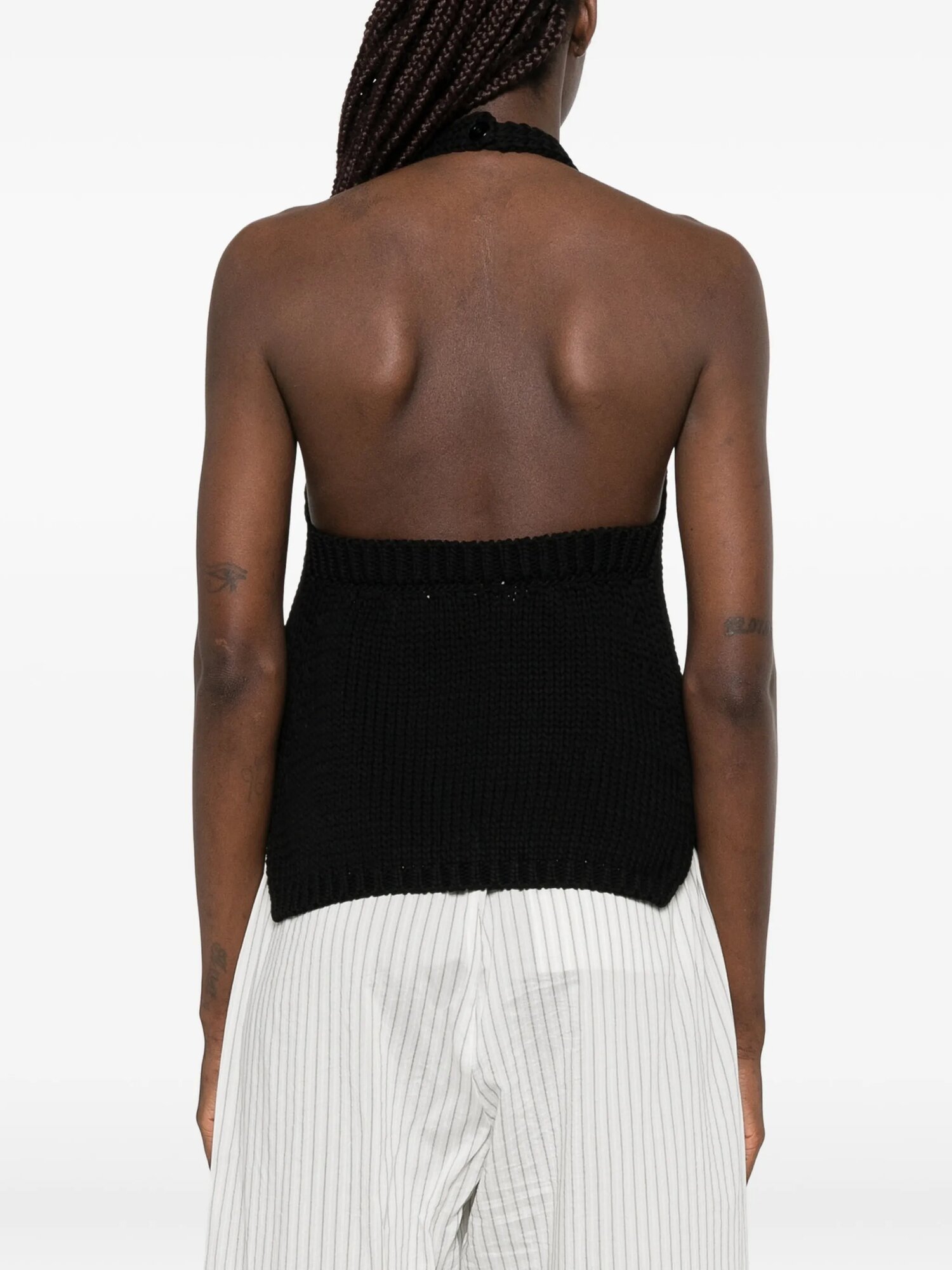 Топ ROHE Chunky-knit halter top, размер 34, black/black — фото 1