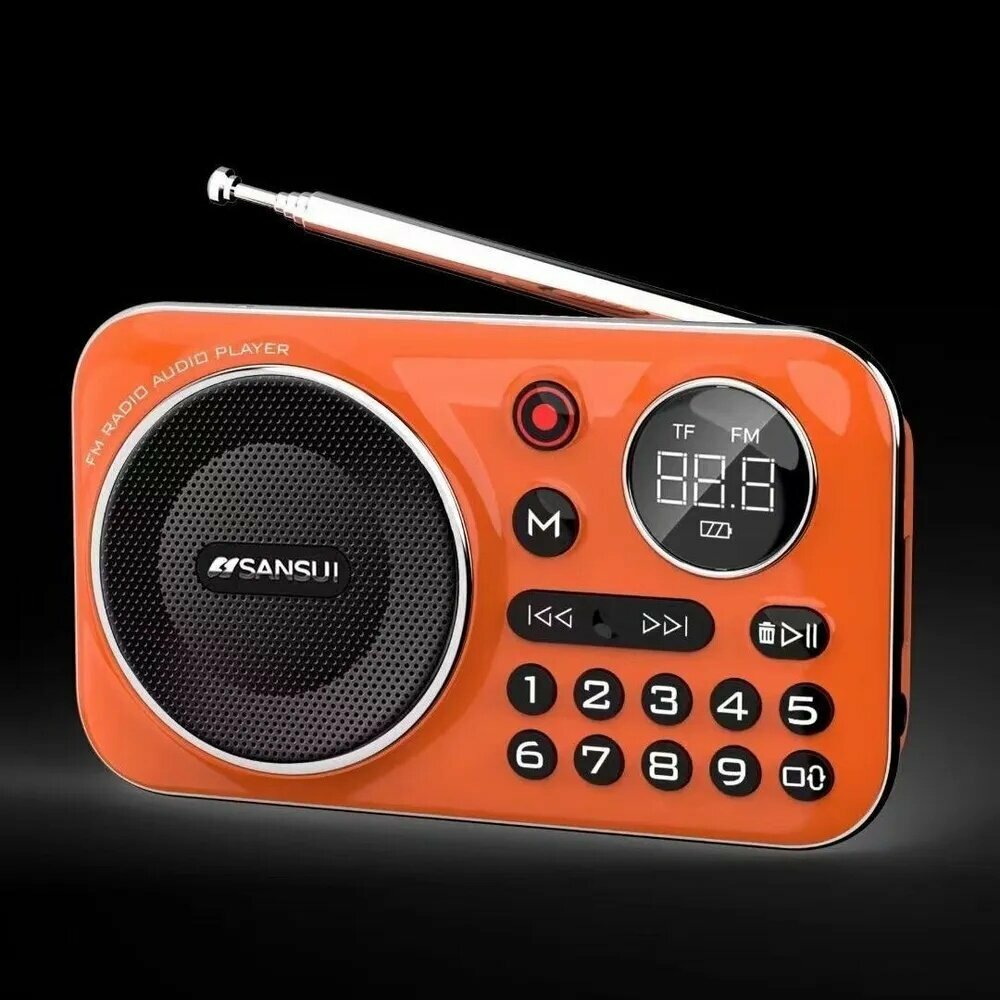 Sansui F21 Bluetooth 5.0 Радио: Слот для карты и флешки, запись с эфира и внешних источников, ультратонкий портативный радиоприёмник